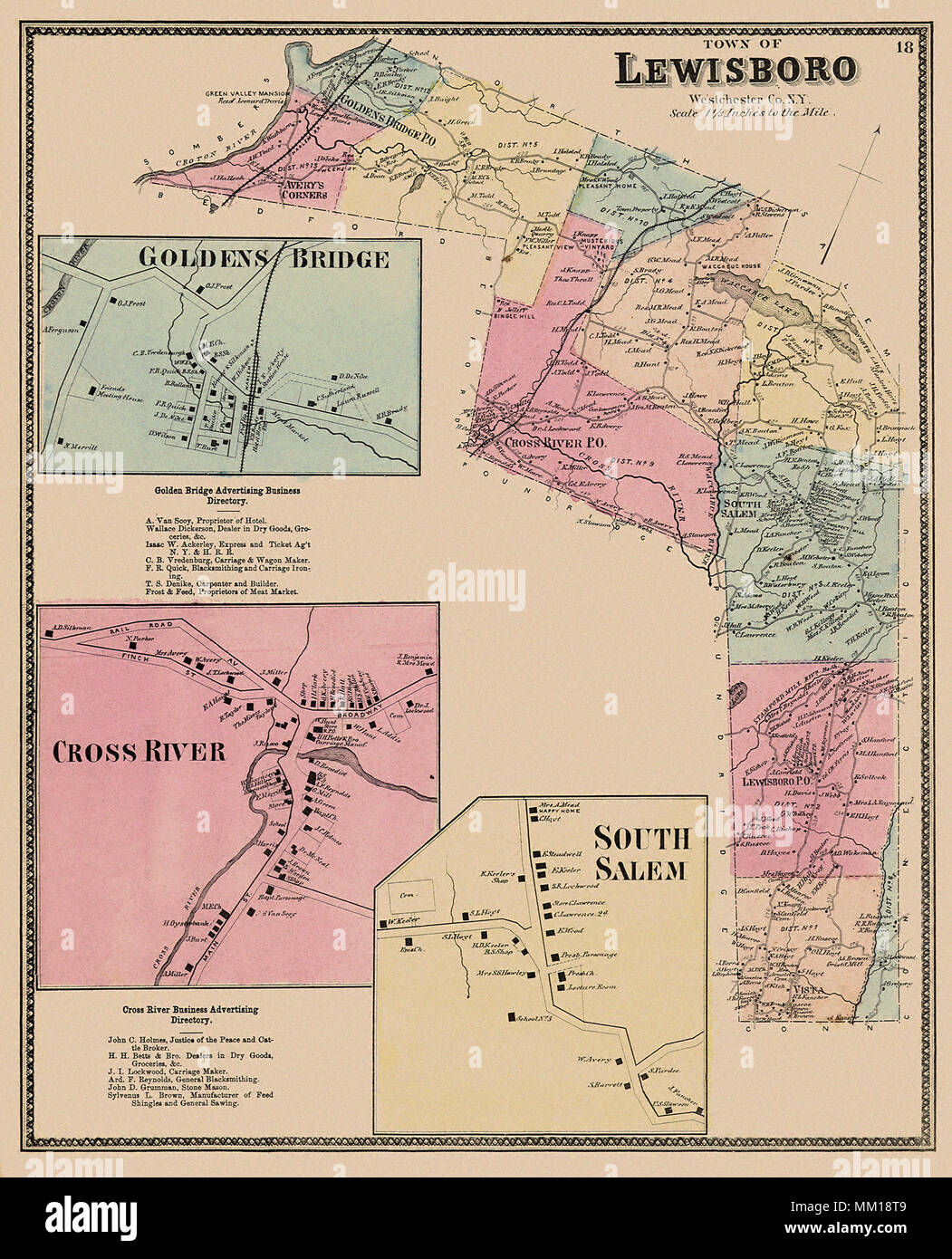 Map of Lewisboro. 1867 Stock Photo - Alamy