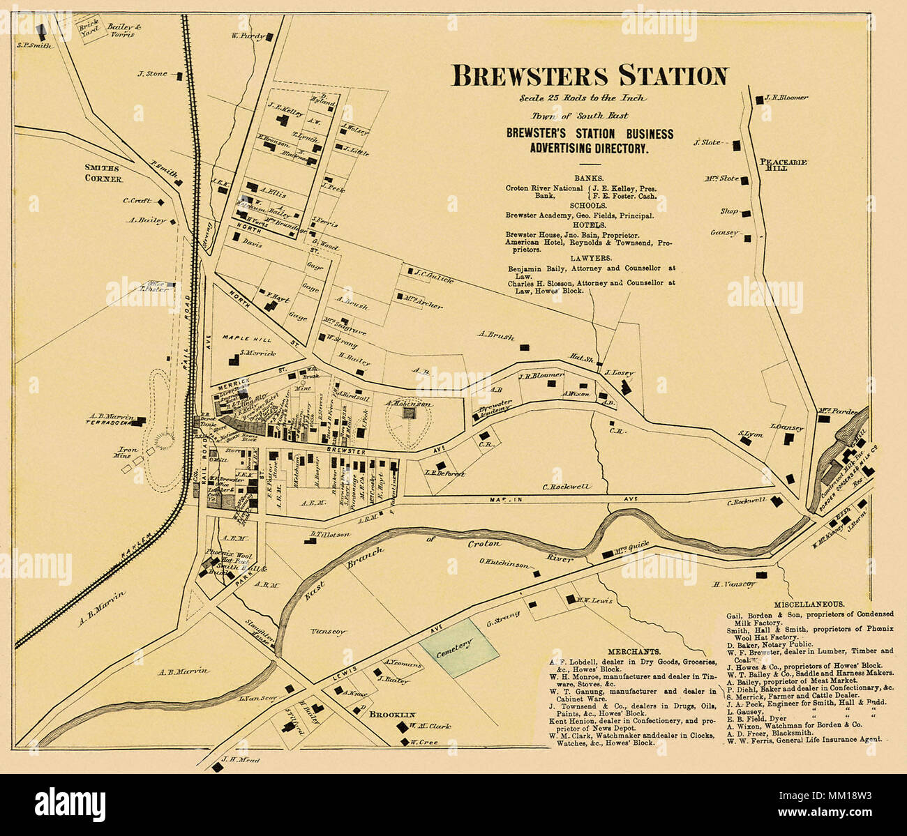 Map of Brewsters Station. 1867 Stock Photo - Alamy