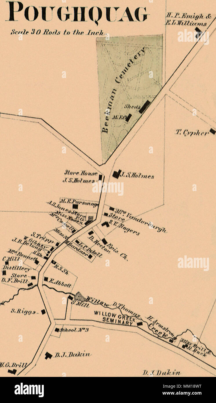 Map of Poughquag. 1867 Stock Photo - Alamy