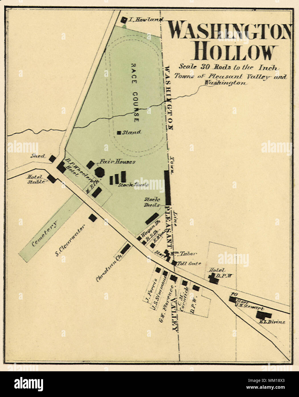 Map of Washington Hollow. 1867 Stock Photo - Alamy