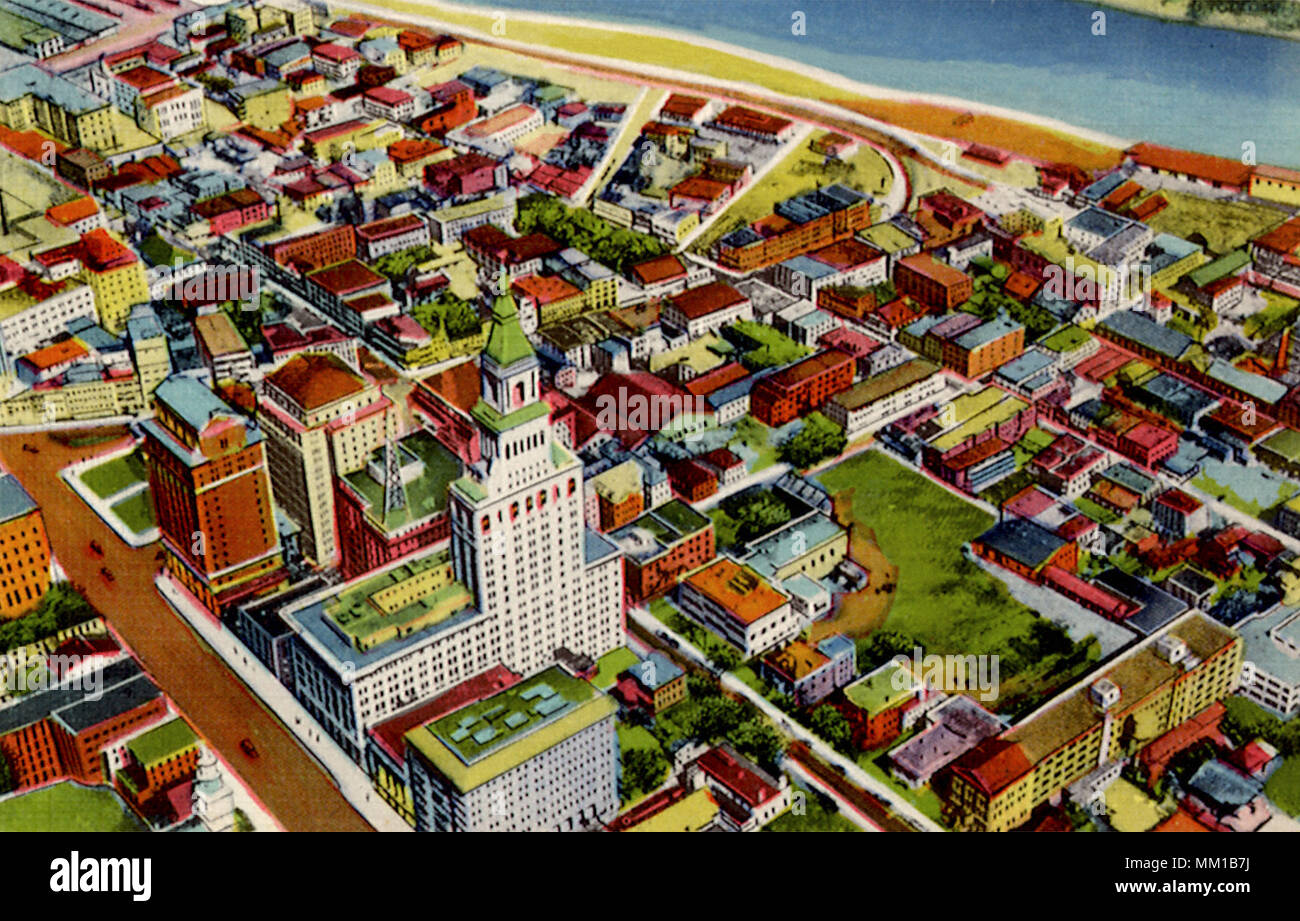 Aerial View of Hartford and Connecticut River. 1940 Stock Photo - Alamy