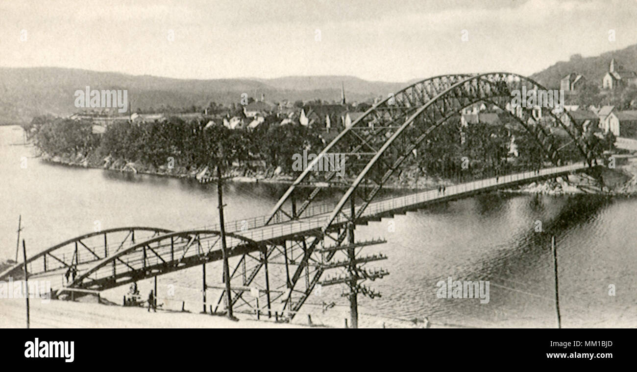 The New Arch Suspenion Bridge. Bellows Falls. 1906 Stock Photo - Alamy