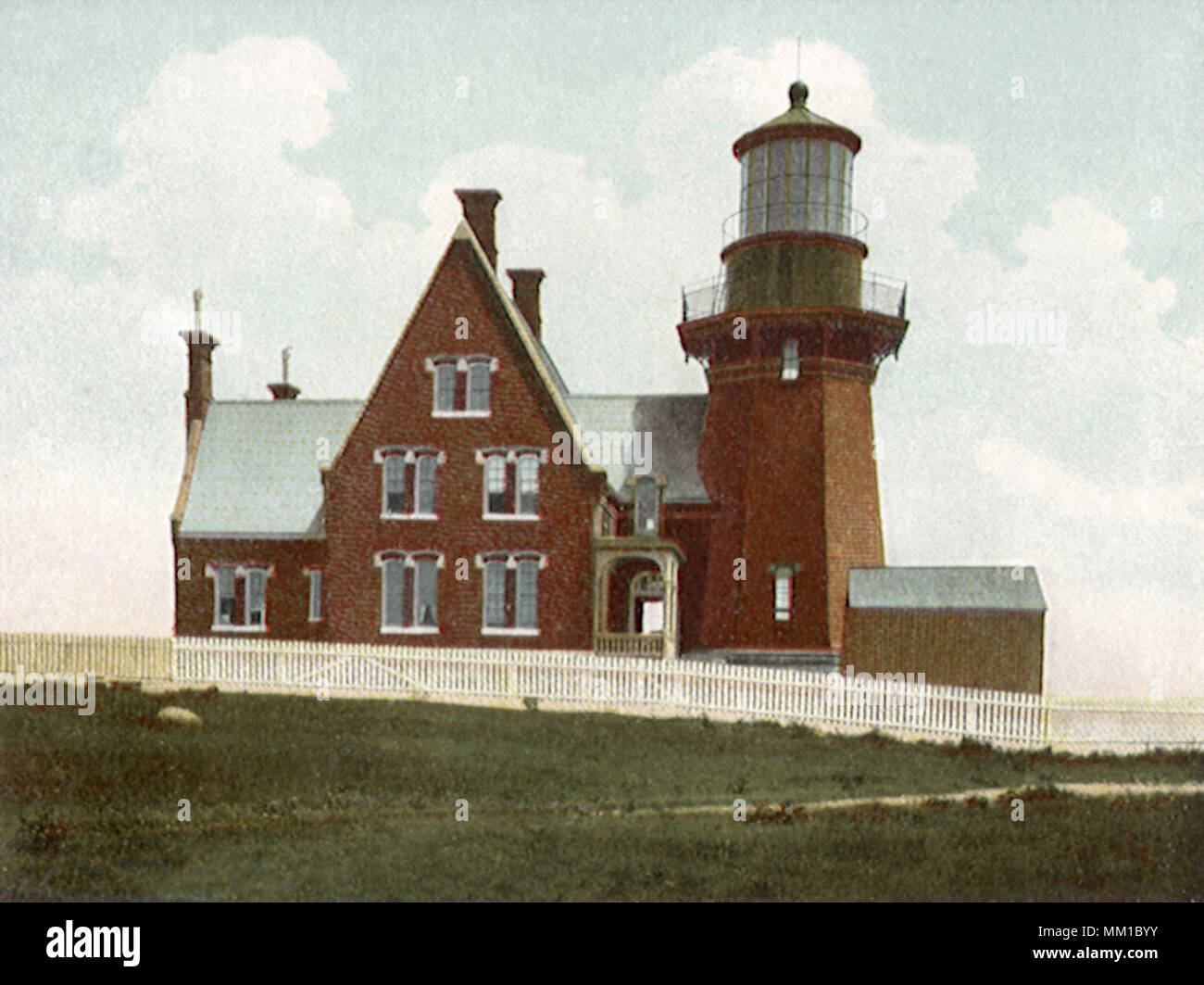 South Lighthouse. Block Island. 1910 Stock Photo - Alamy