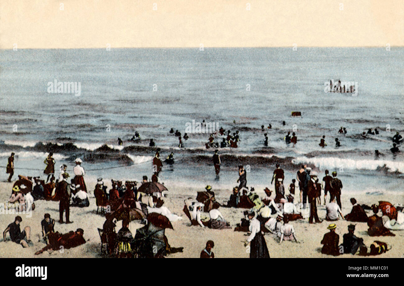 Bathing Beach. Block Island. 1907 Stock Photo - Alamy