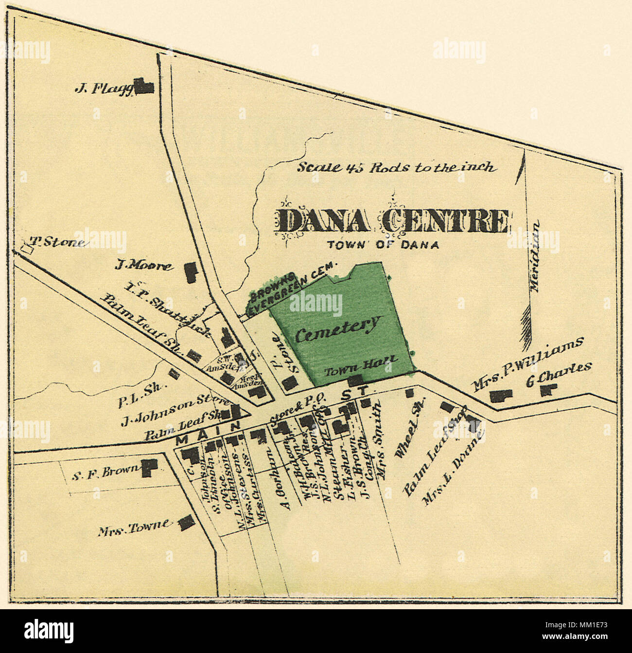 Map of Dana Center. 1870 Stock Photo - Alamy