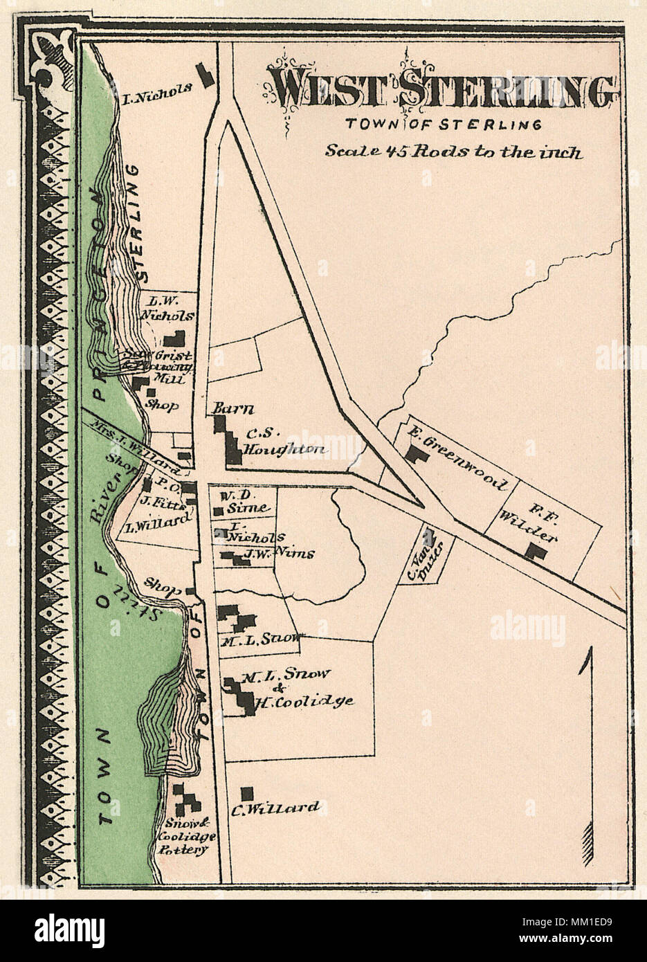 Map of West Sterling. 1870 Stock Photo - Alamy