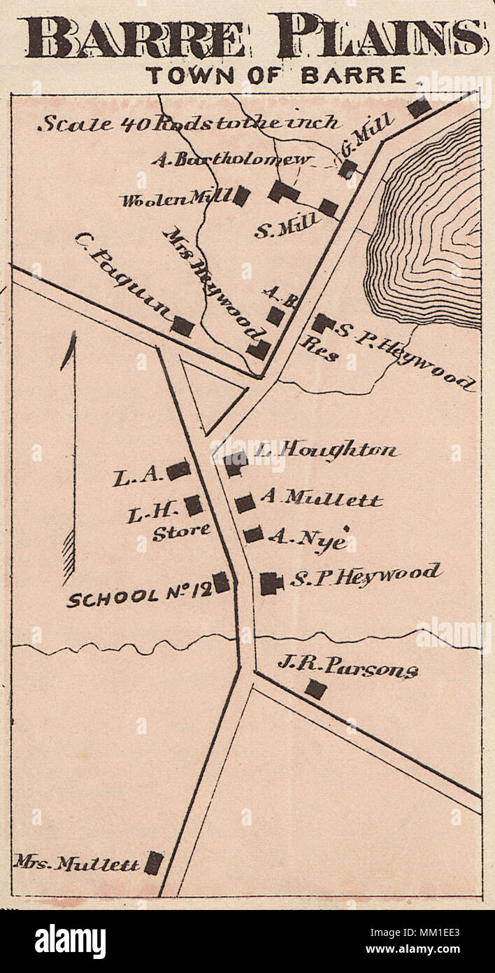 Map of Barre Plains. 1870 Stock Photo - Alamy