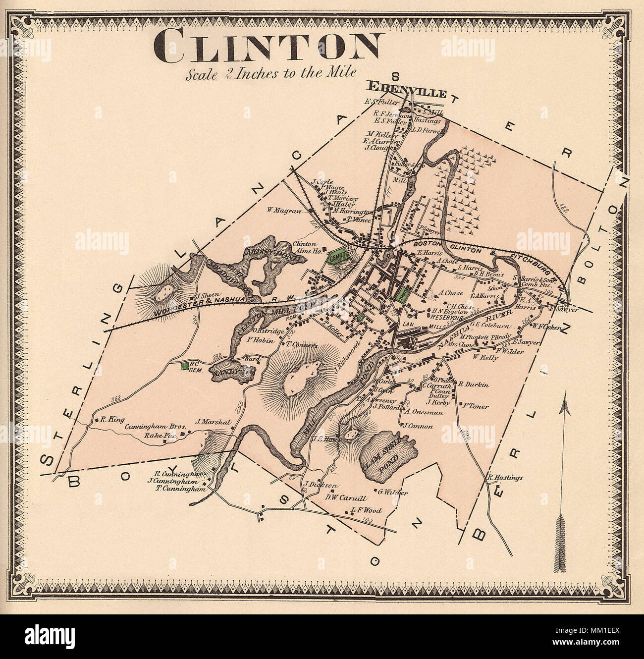 Map of Clinton. 1870 Stock Photo - Alamy