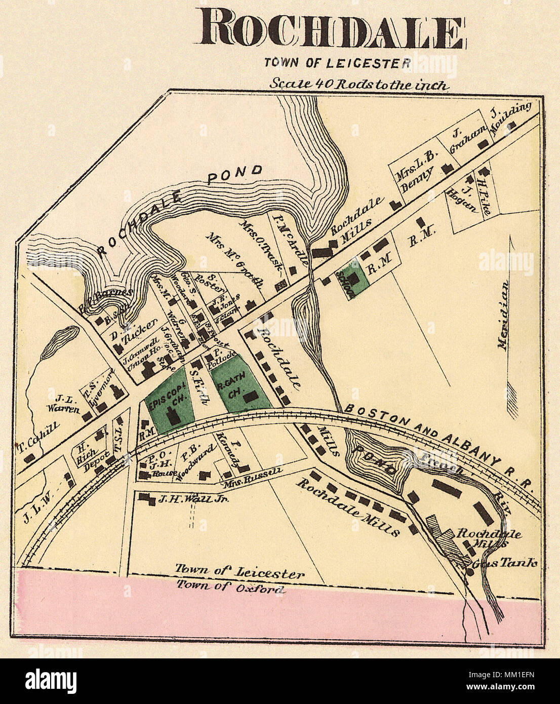 Map of Rochdale. 1870 Stock Photo - Alamy