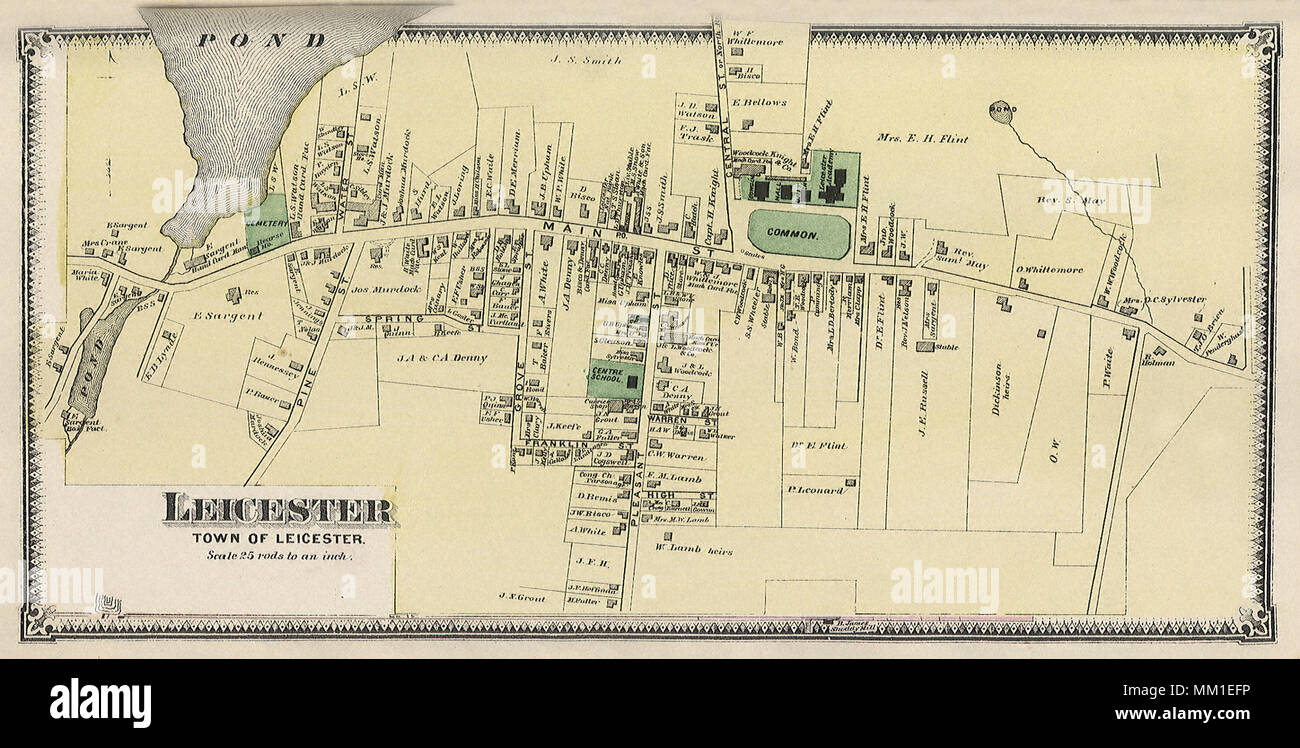 Map of Leicester. 1870 Stock Photo - Alamy