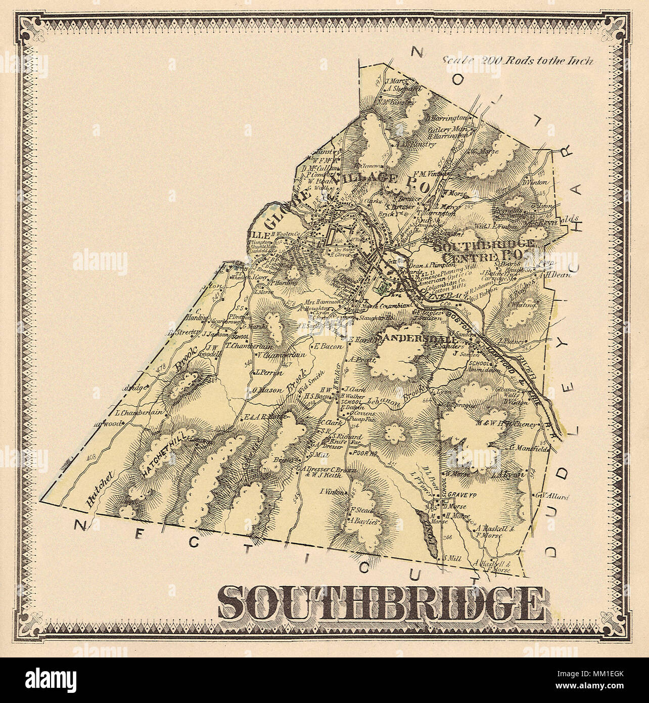 Map of Westville in Town of Southbridge. 1870 Stock Photo - Alamy
