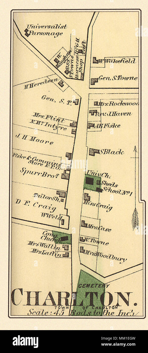 Map of Charlton. 1870 Stock Photo - Alamy
