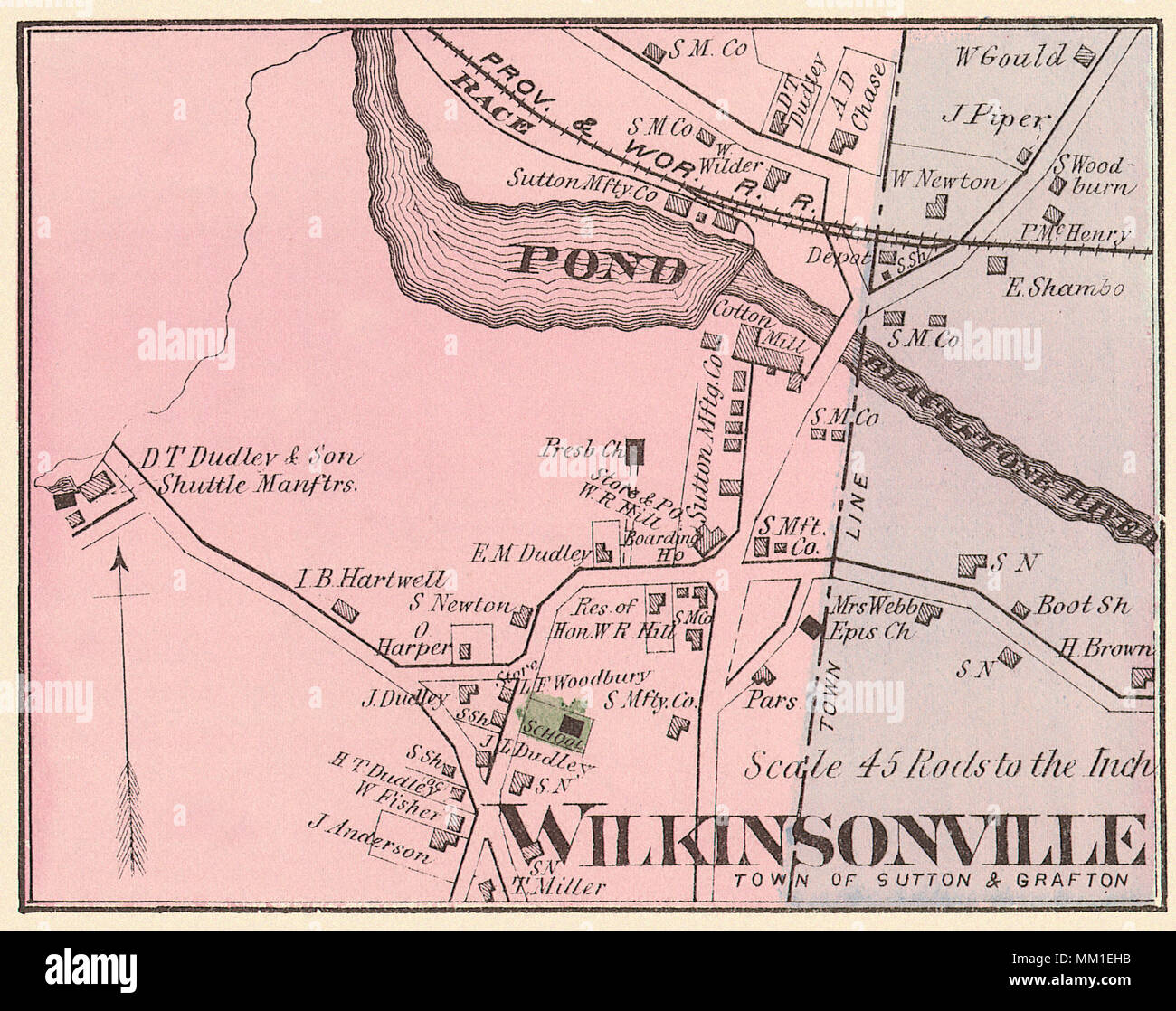 Map of Wilkinsonville. 1870 Stock Photo - Alamy