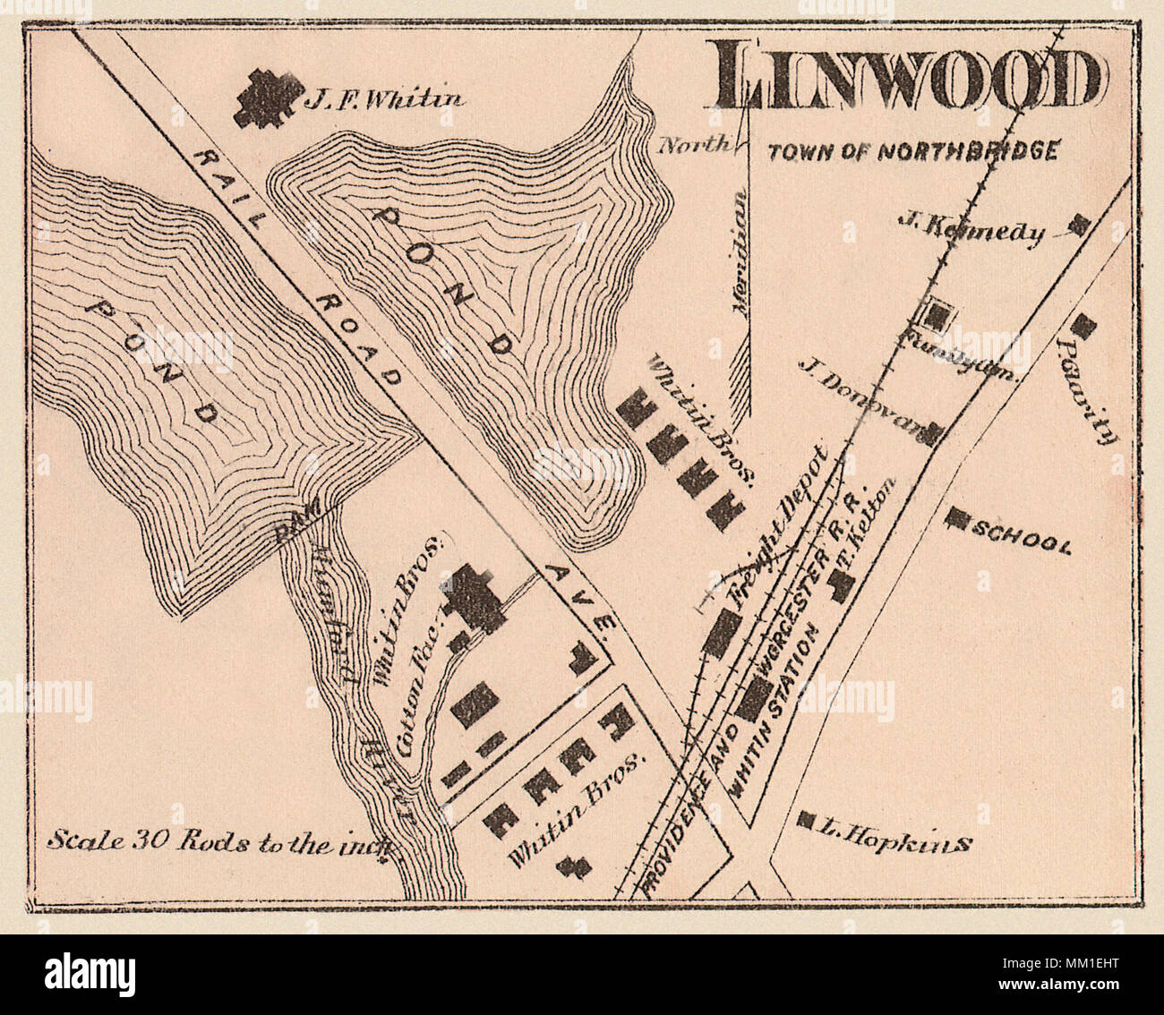 Map of Linwood. 1870 Stock Photo - Alamy