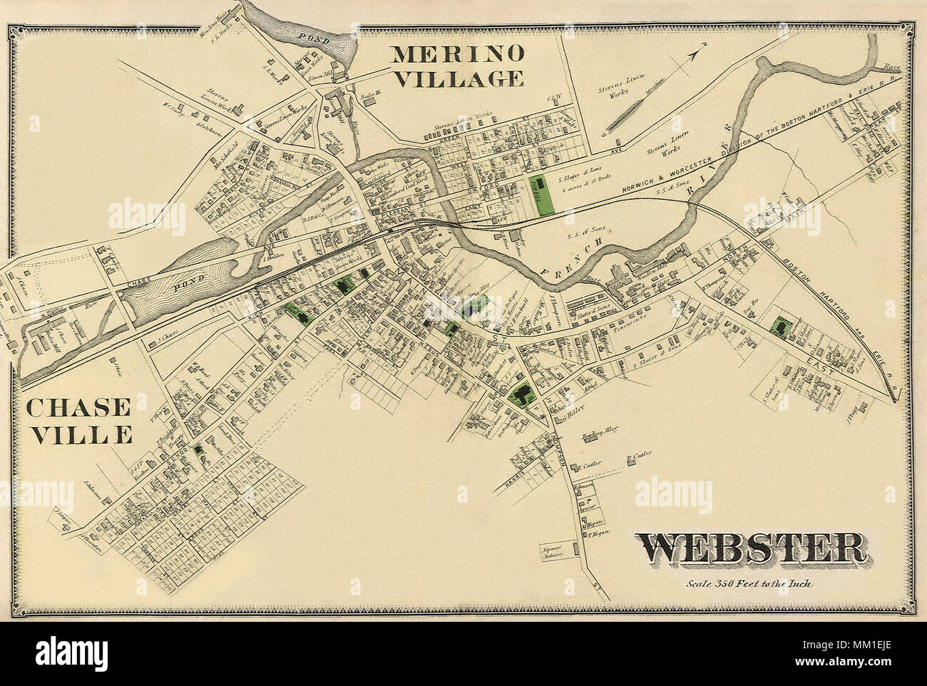 Map of greater Webster. 1870 Stock Photo - Alamy