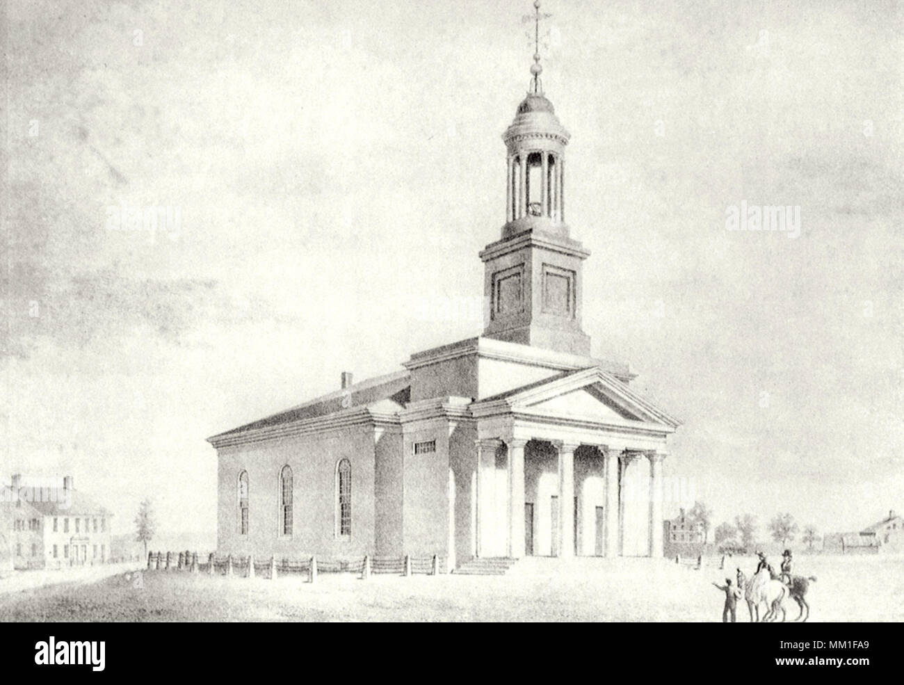 Stone Temple. Quincy Center. 1829 Stock Photo - Alamy