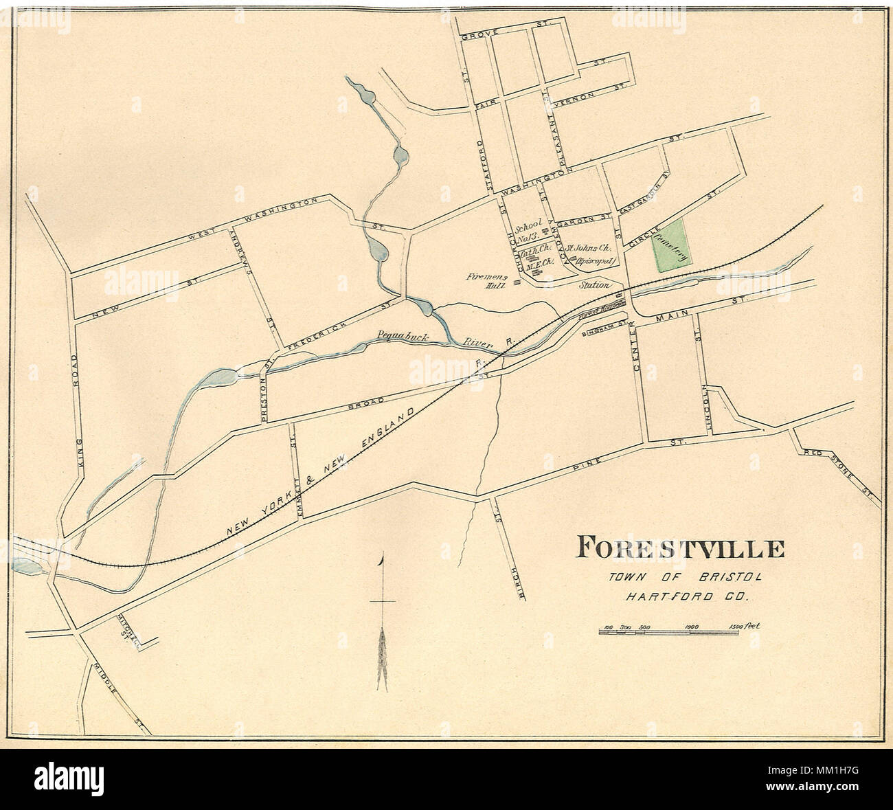 Map of Forestville in Town of Bristol. 1893 Stock Photo - Alamy