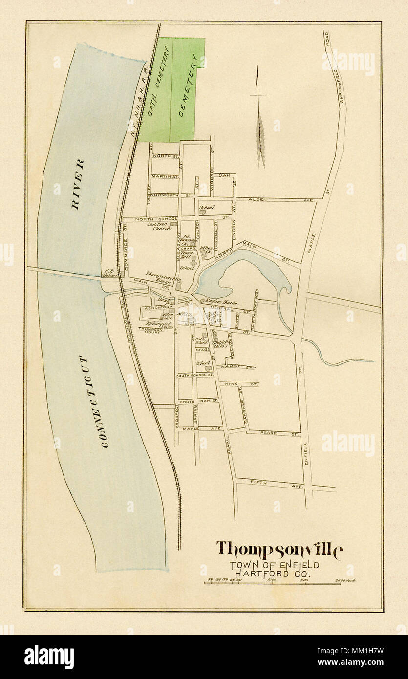 Map of Thompsonville in Town of Enfield. 1893 Stock Photo - Alamy