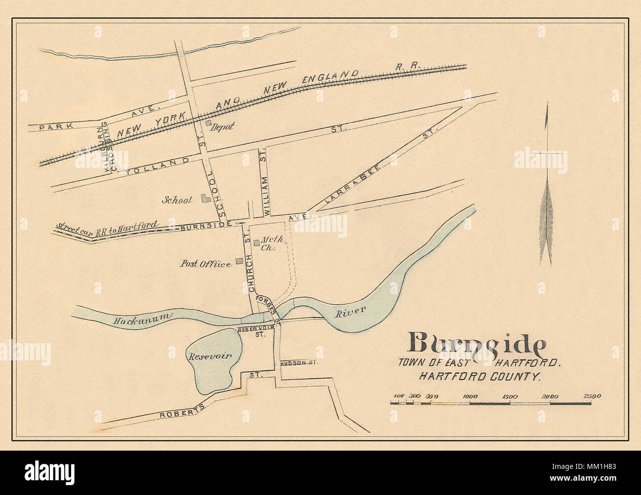 Map of Burnside in the Town of East Hartford. 1893 Stock Photo - Alamy