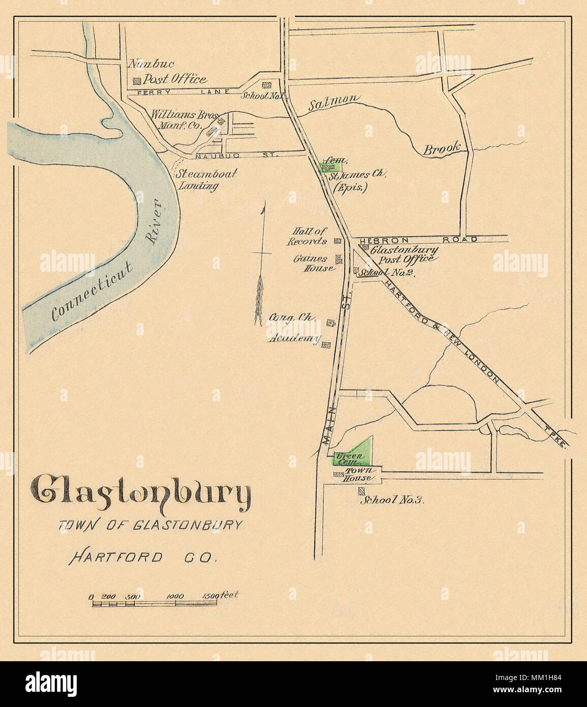 Map of Glastonbury. Glastonbury. 1893 Stock Photo - Alamy