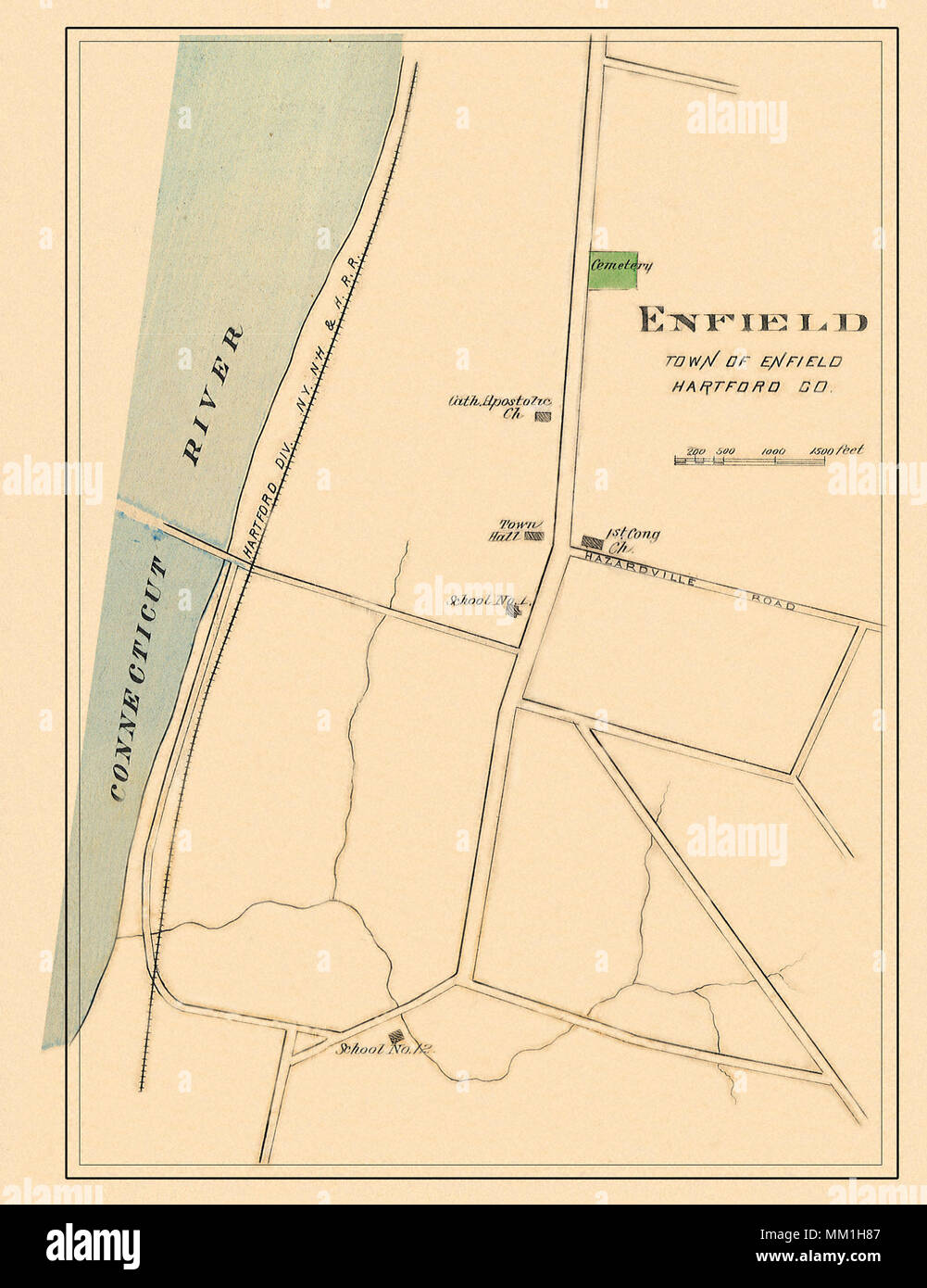 Map of Enfield. Enfield. 1893 Stock Photo - Alamy