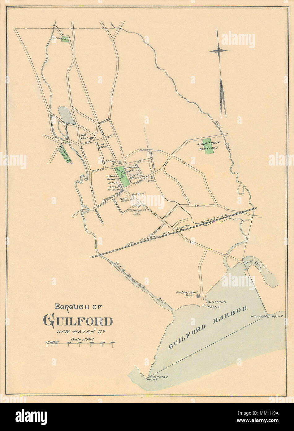 Map of Borough of Guilford. Guilford. 1893 Stock Photo - Alamy