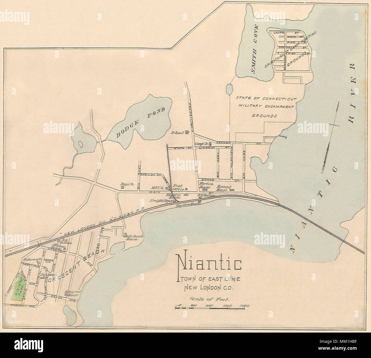 Map of Niantic in Town of East Lyme. 1893 Stock Photo - Alamy