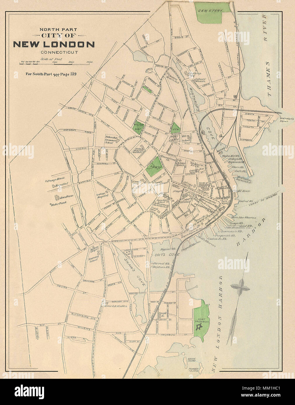 Map of North Part of New London. New London. 1893 Stock Photo - Alamy