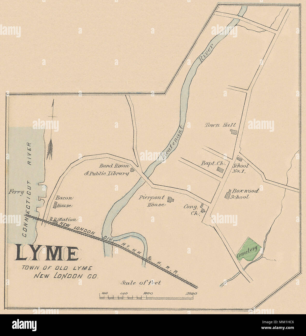 Map of Lyme. Lyme. 1893 Stock Photo - Alamy