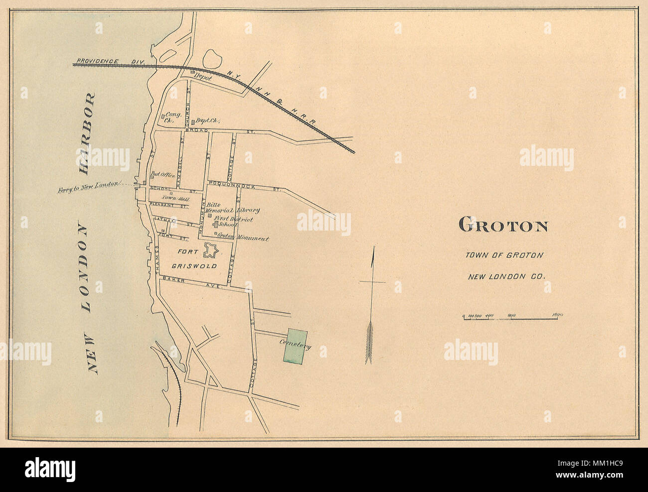 Map of Groton. Groton. 1893 Stock Photo - Alamy