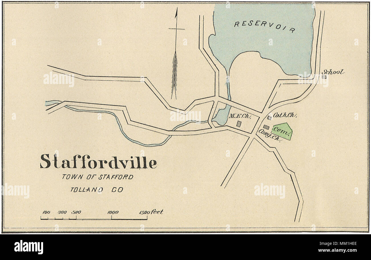Map of Staffordville in Town of Stafford. 1893 Stock Photo - Alamy