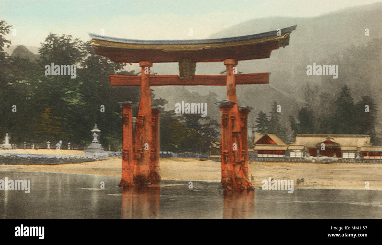 The Big Torii at Itsukushima. Aki. 1910 Stock Photo - Alamy
