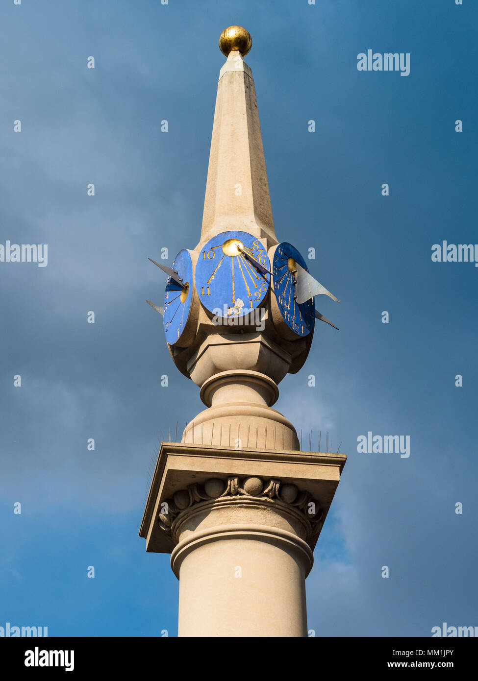 Seven Dials Sundial London - a replacement six dial sundial (1989) at ...