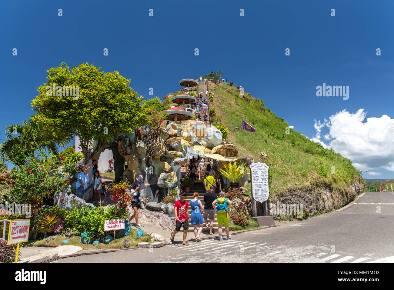 Bohol island, Philippines. Apr 23, 2018 : Tourists climbing on the ...