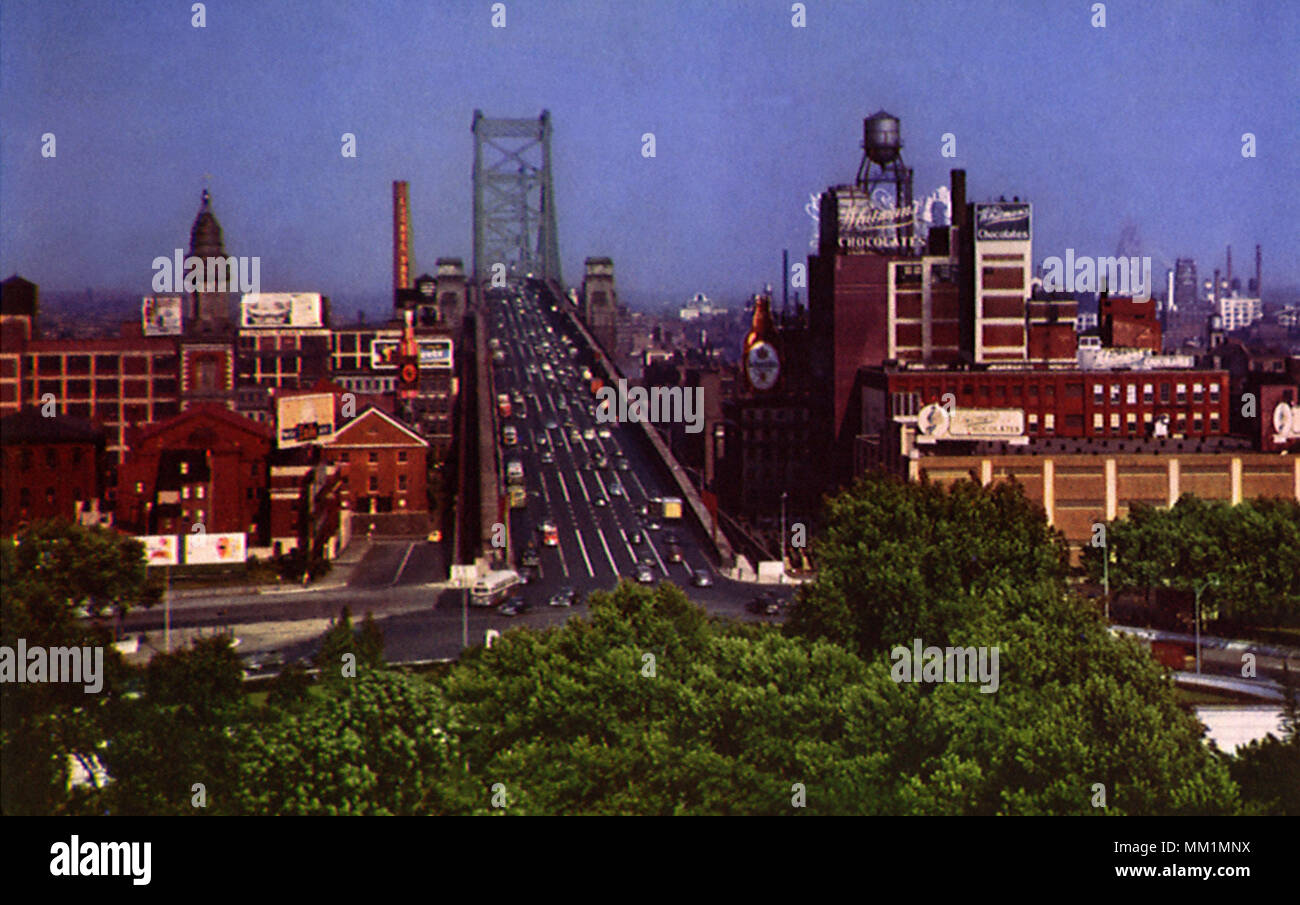 Delaware River Bridge. Philadelphia. 1955 Stock Photo - Alamy
