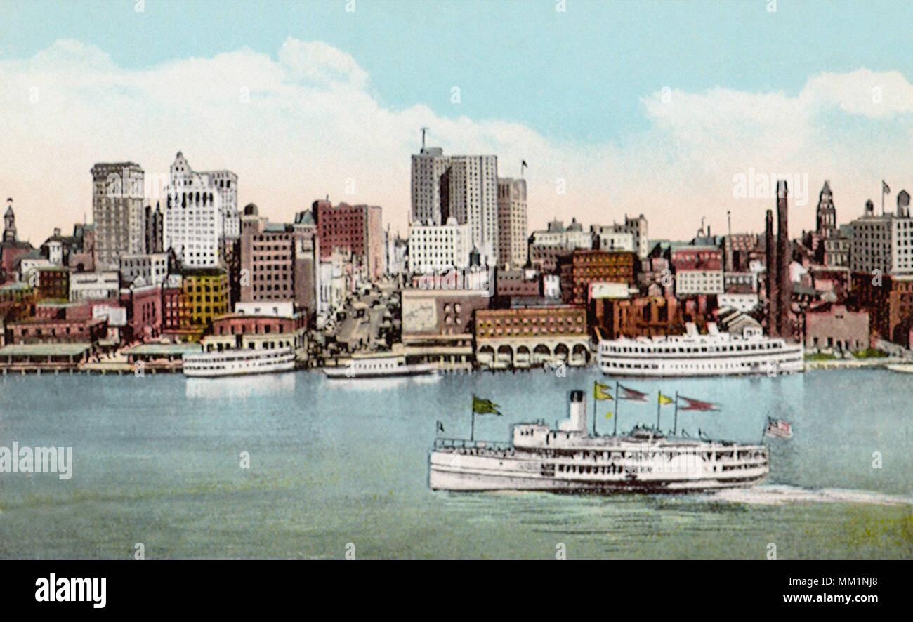 View of the Detroit Waterfront. 1920 Stock Photo - Alamy