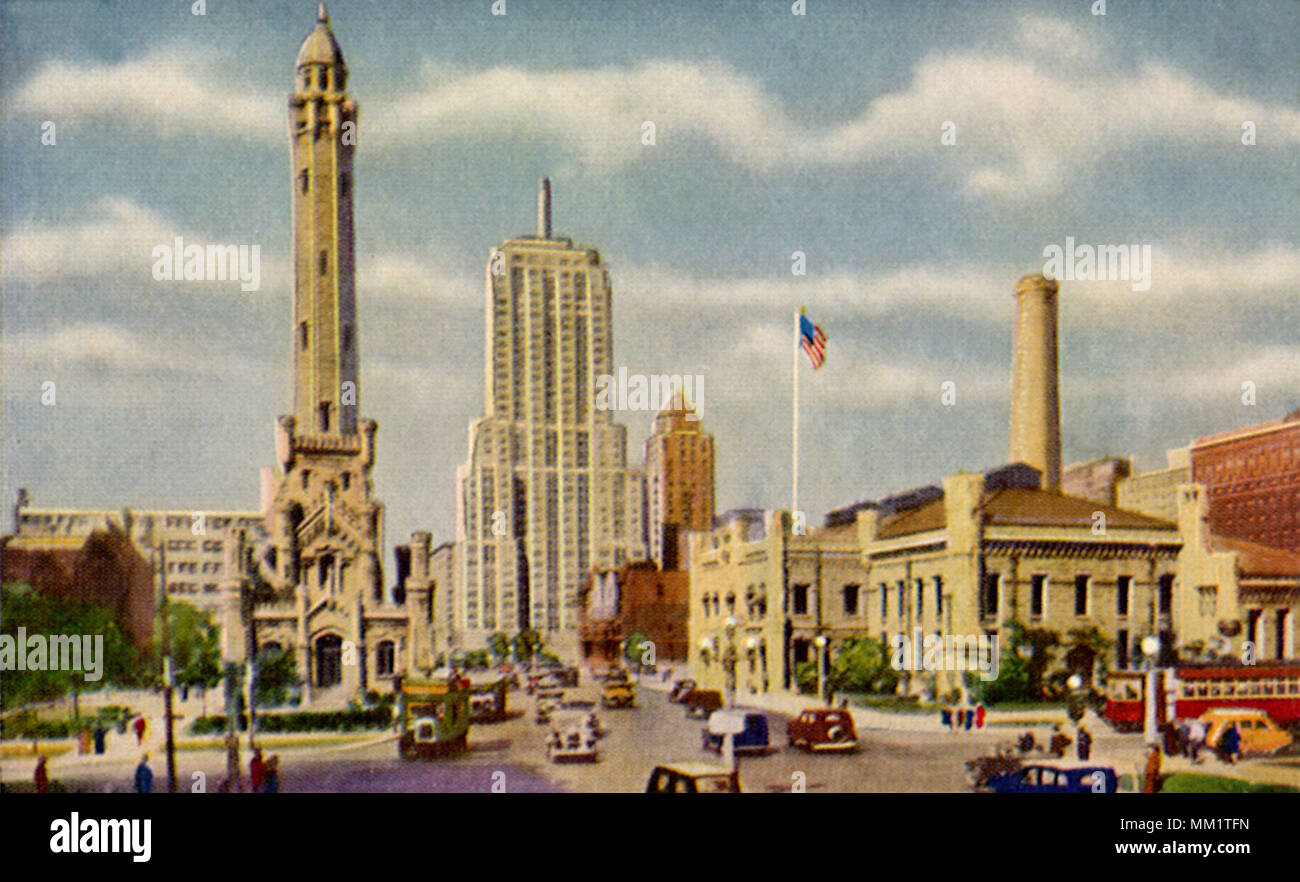 Upper Michigan Avenue. Chicago. 1940 Stock Photo - Alamy