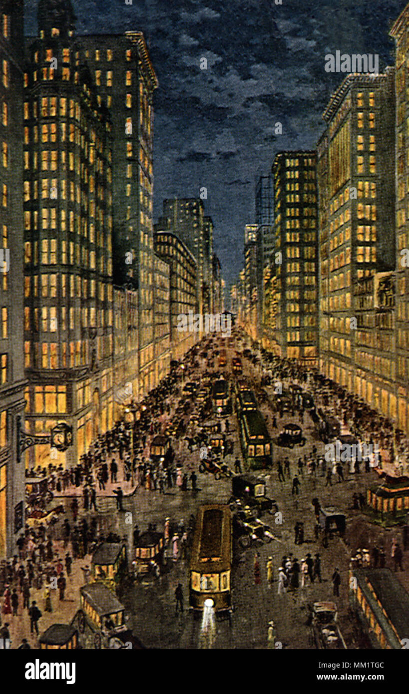 State Street at Night. Chicago. 1924 Stock Photo - Alamy
