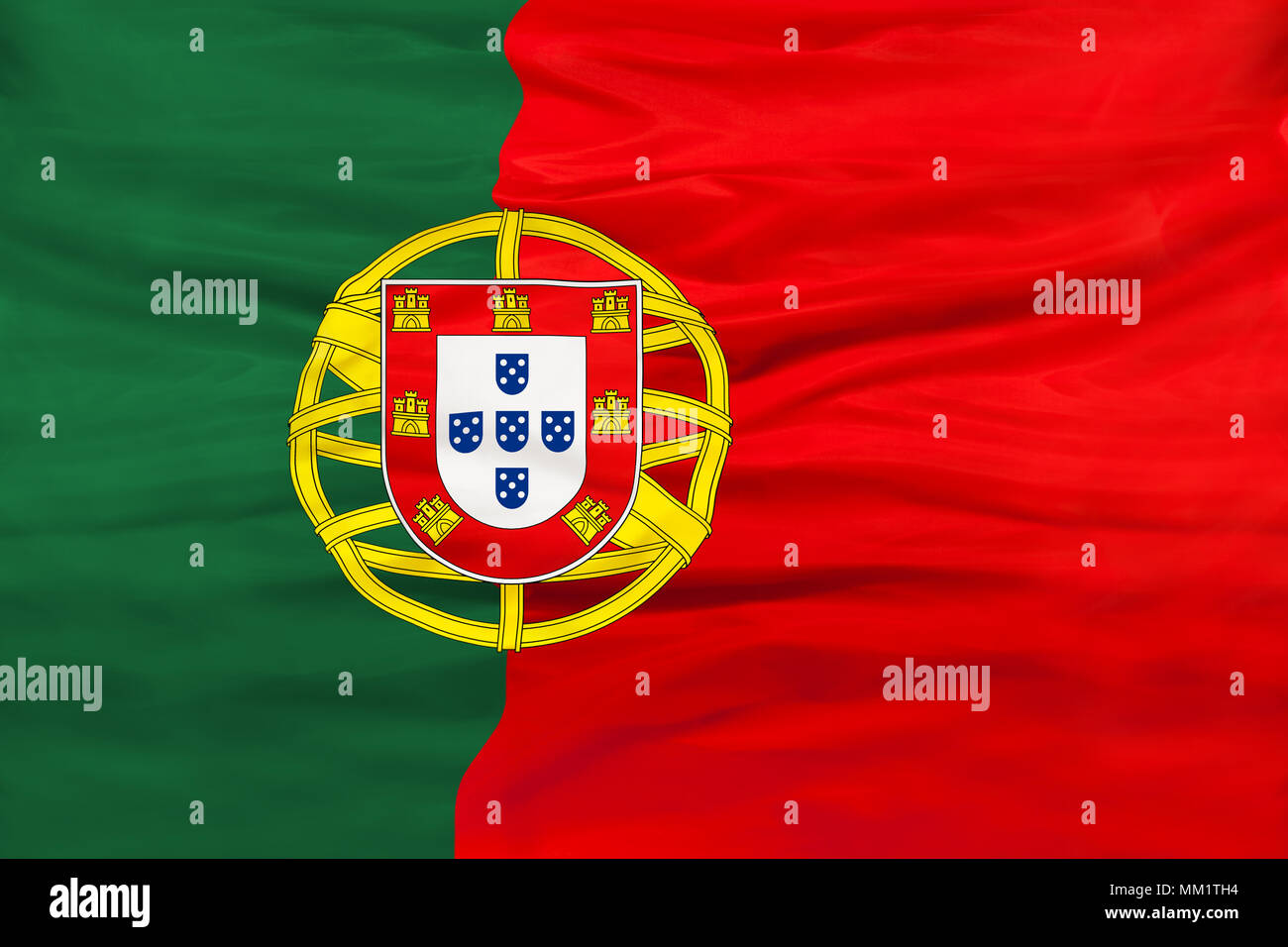 Portugal country independent state national flag banner close-up with ...