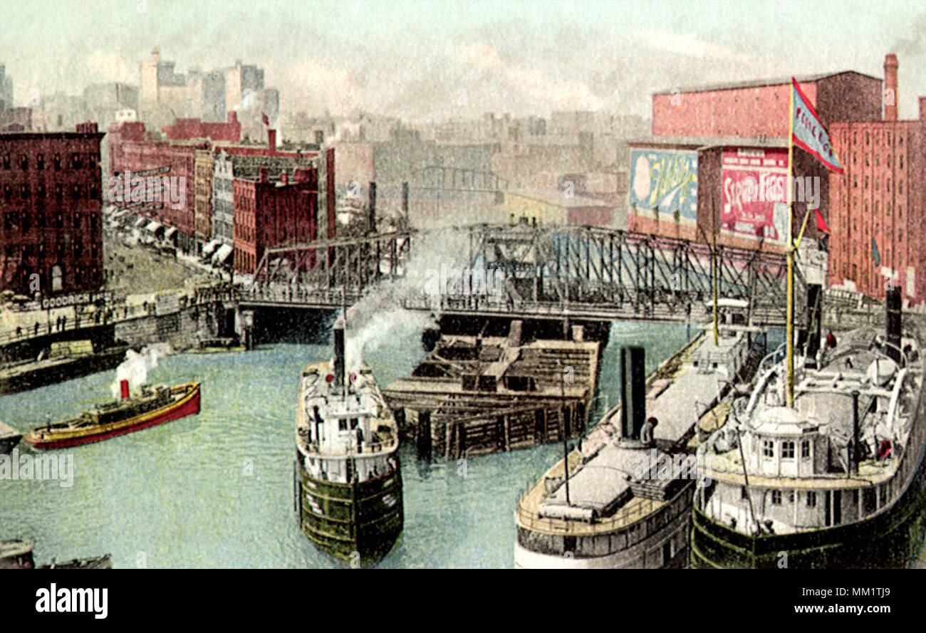 Rush Street Bridge. Chicago. 1918 Stock Photo - Alamy