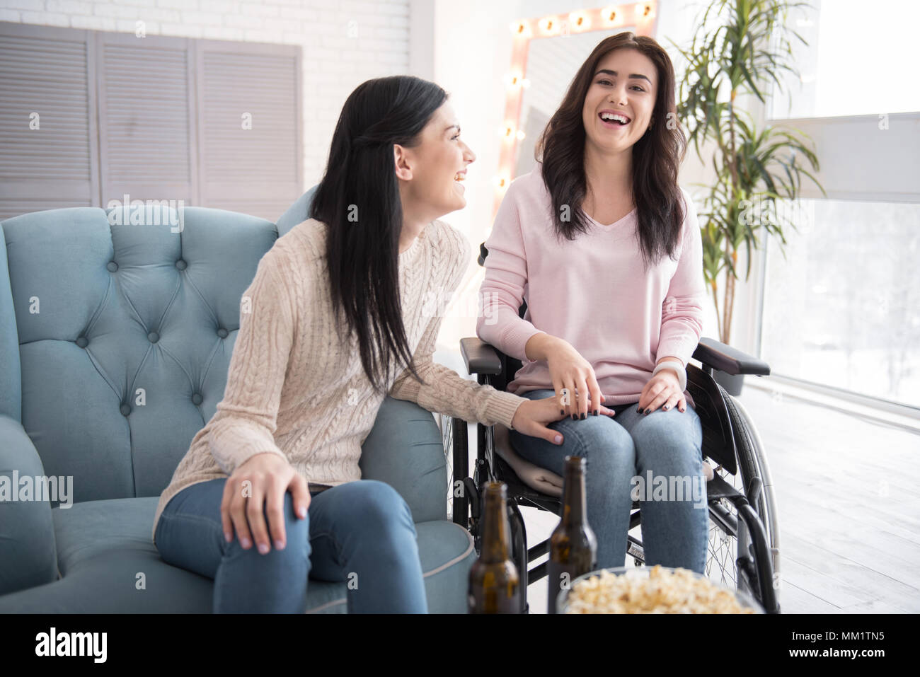 Happy two sisters enjoying weekend Stock Photo - Alamy