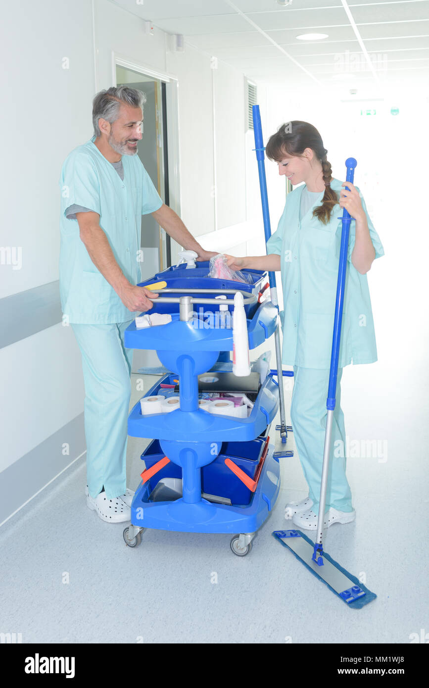 hospital cleaning team Stock Photo - Alamy