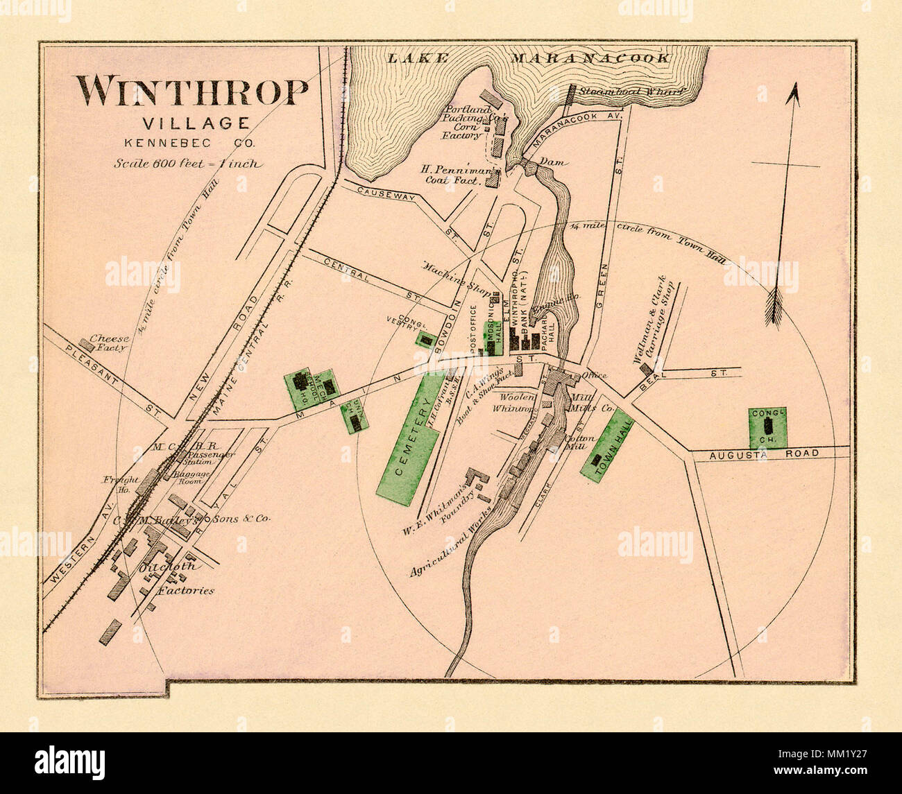 Map of Winthrop. 1890 Stock Photo - Alamy
