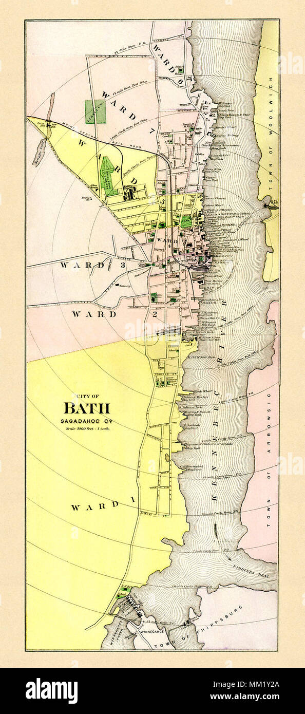 Map of bath maine hi-res stock photography and images - Alamy