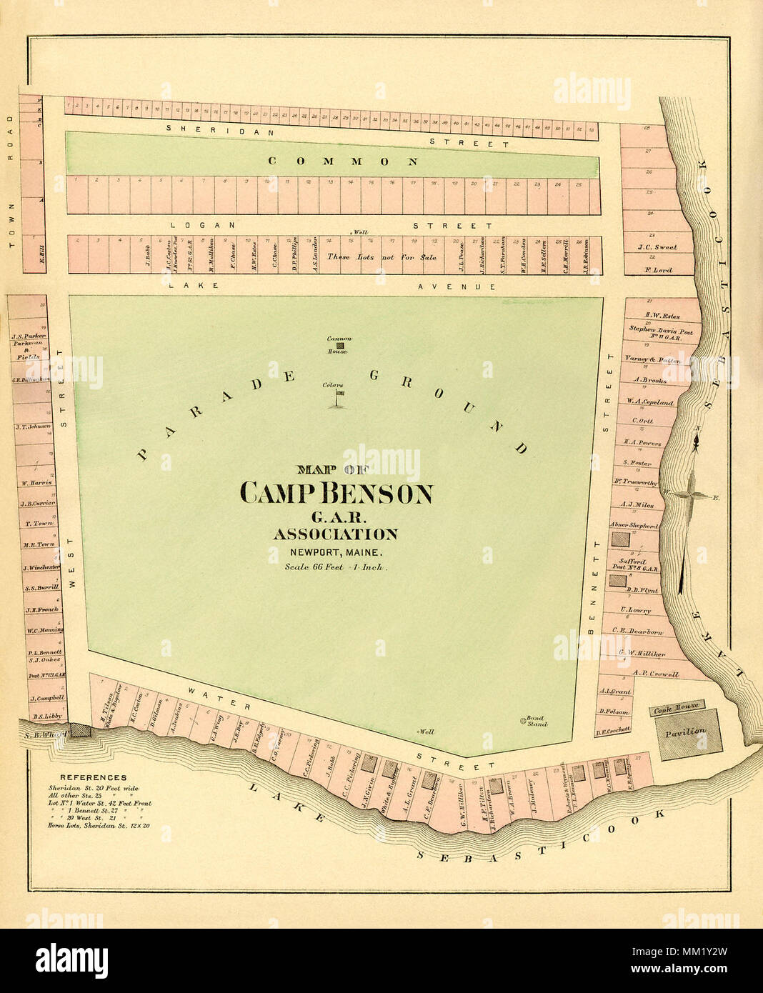 Map of Camp Benson G.A.R. Association.Newport. 1890 Stock Photo - Alamy