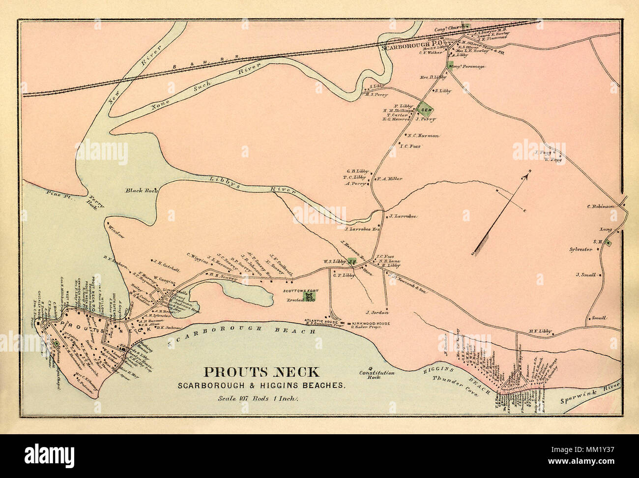 Map of Scarborough & Higgins Beaches. 1890 Stock Photo - Alamy