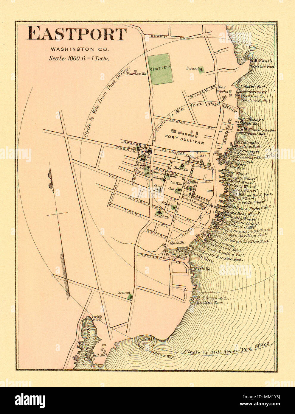 Map of Eastport. 1890 Stock Photo - Alamy