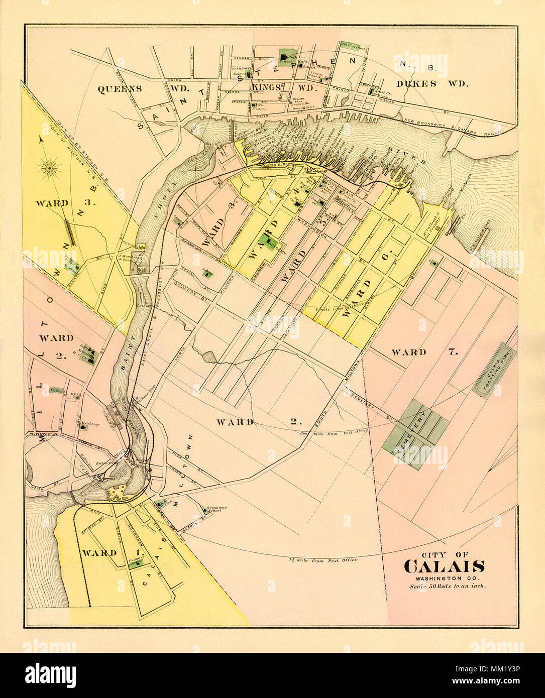 Map of Calais. 1890 Stock Photo - Alamy