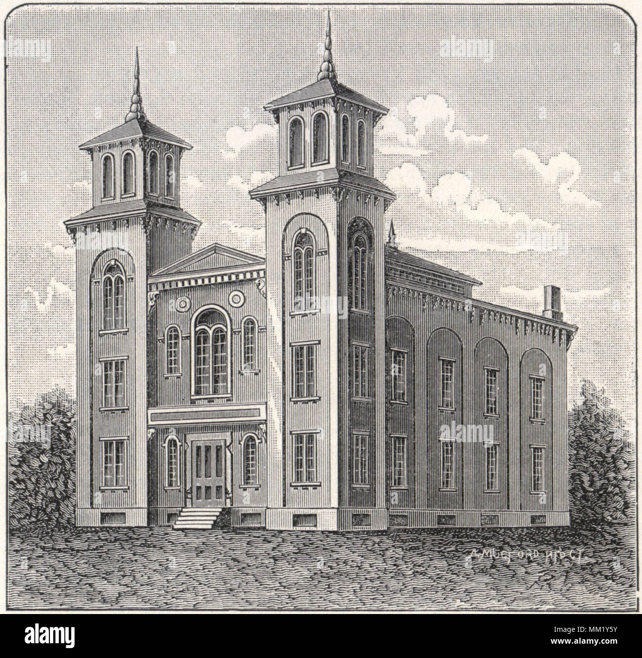 Waterbury High School. Waterbury. 1860 Stock Photo - Alamy