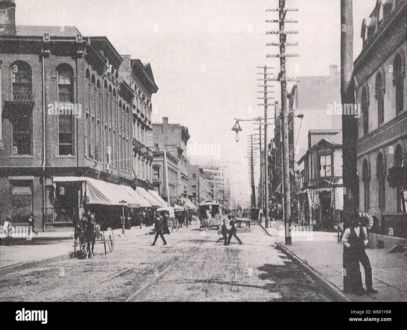 View of Main at State Street. Bridgeport. 1891 Stock Photo - Alamy